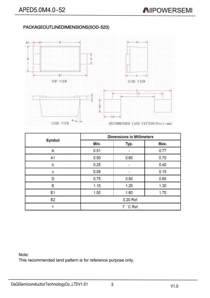 APED5.0M4.0-52 datasheet page 3