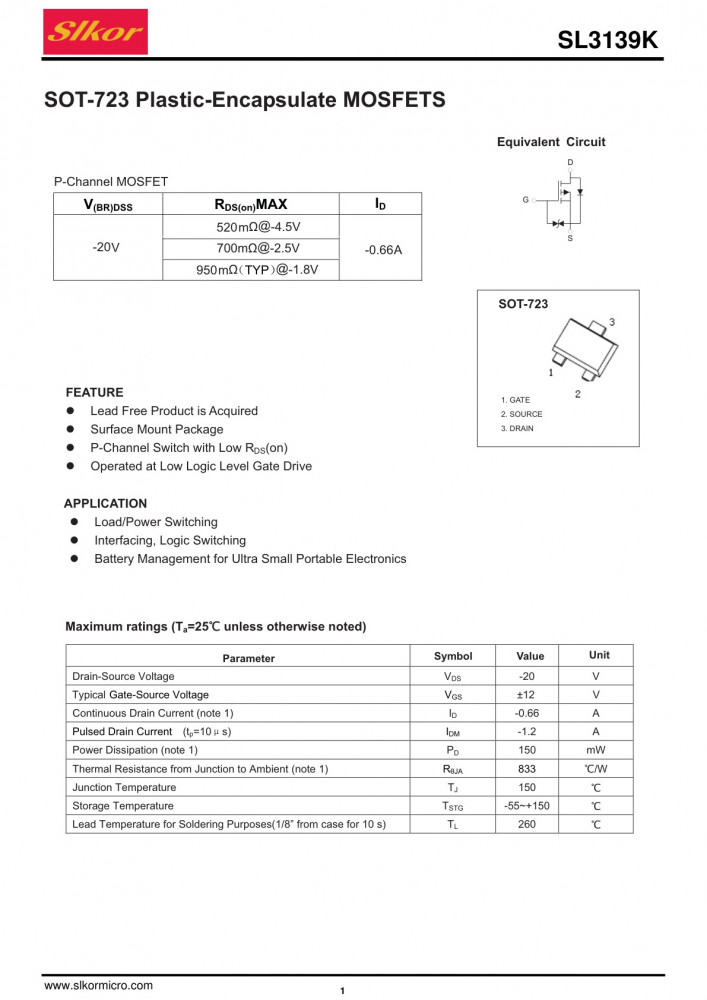 SL3139K datasheet page 1
