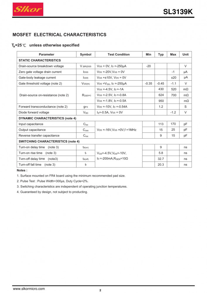 SL3139K datasheet page 2