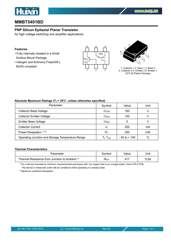 MMBT5401BD datasheet page 1