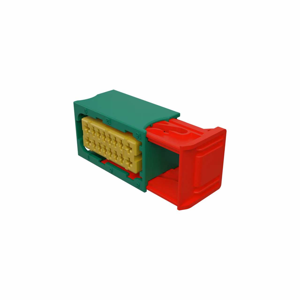 3.33mm / 6.00mm Pitch Hybrid Inline Female Housing, Right Slide Orientation, Dual Row, 16 Circuits, Green for sale