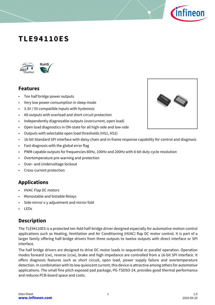 TLE94110ES datasheet page 1
