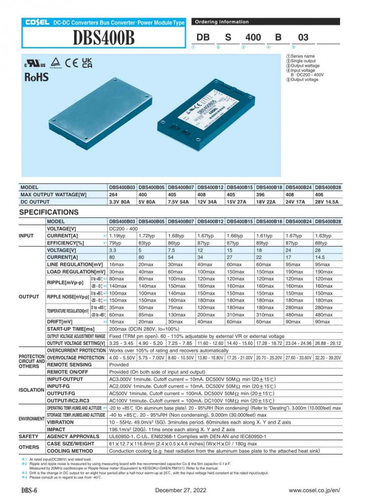 Cosel DBS series datasheet page 6