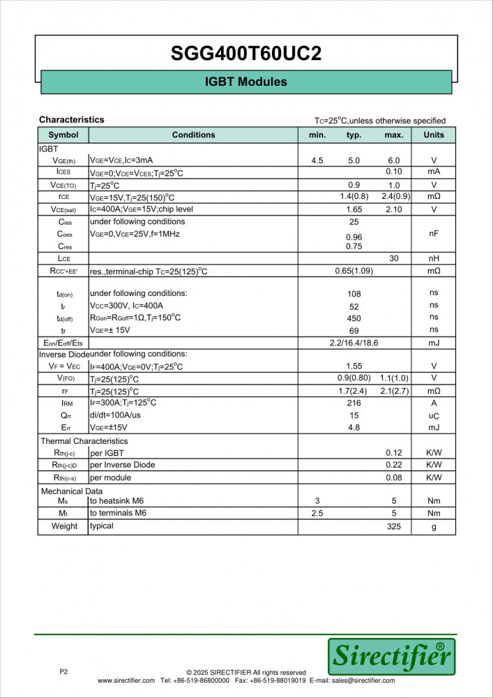 SGG400T60UC2 datasheet page 2