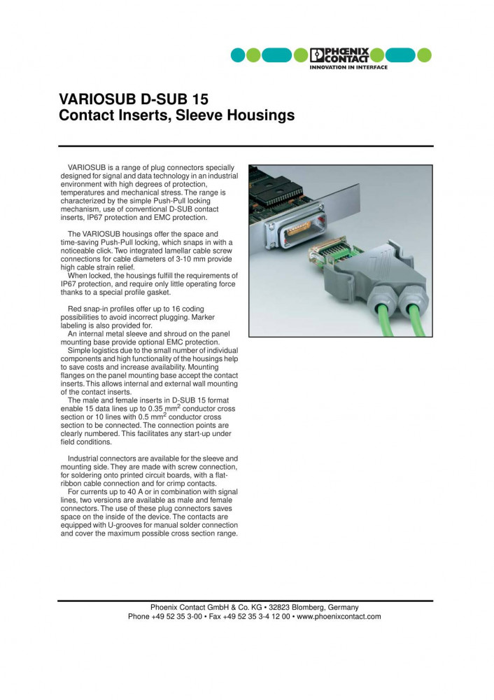 Phoenix Contact 1689132 technical document page 1