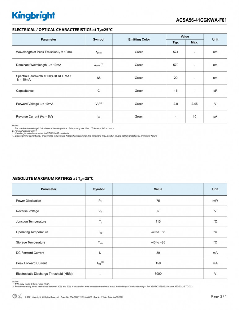 ACSA56-41CGKWA-F01 datasheet page 2