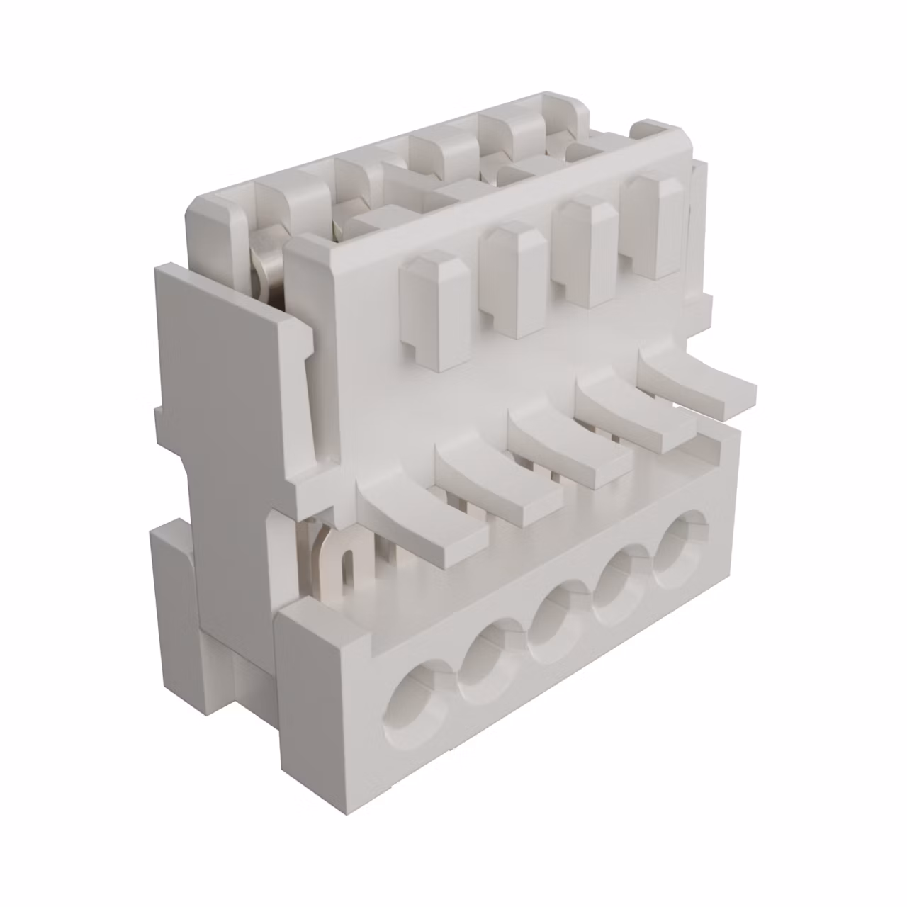 Appli-Mate RAST 2.5 IDT Housing, 2.50mm Pitch, with Side Latches, Female, 5 Circuits, Position Keys A & F Removed, Polarizing Rib Between 2/3 for sale