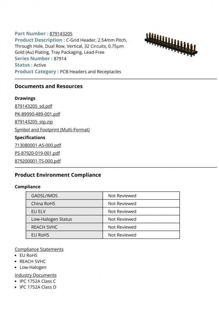 MOLEX 879143205 document image, page 1