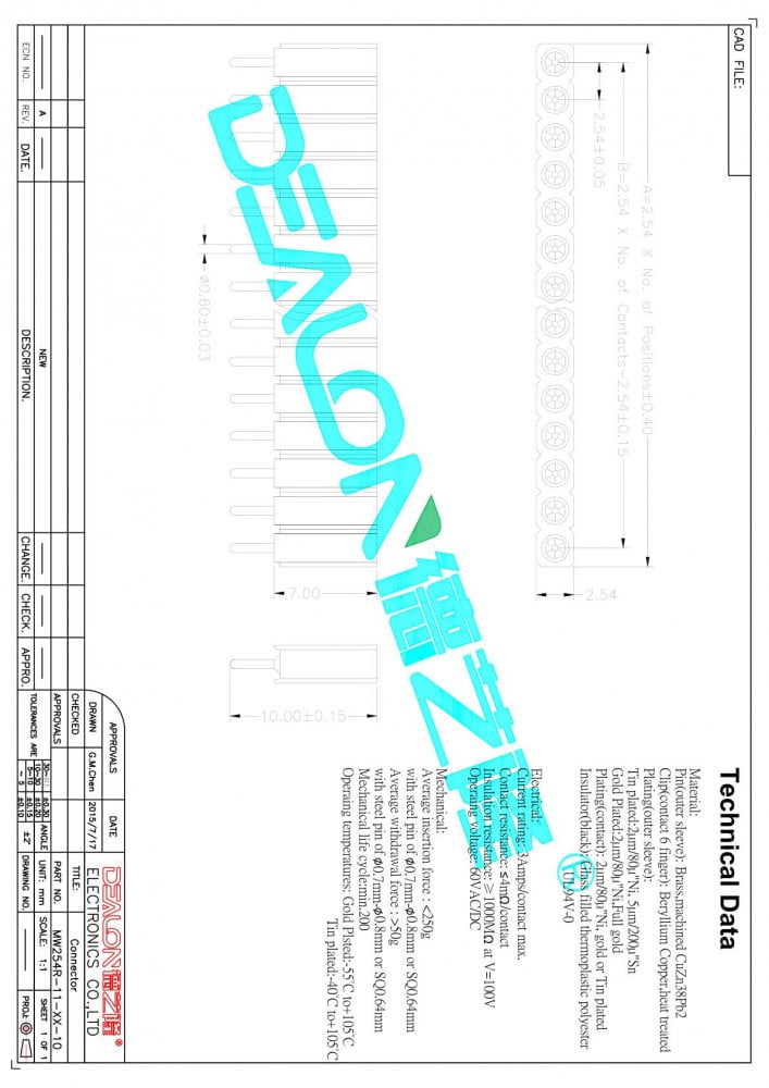 DEALON MW254R-11-02-10 technical drawing