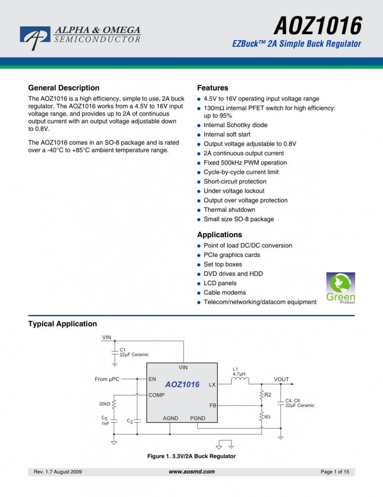 AOZ1016AI datasheet page 1