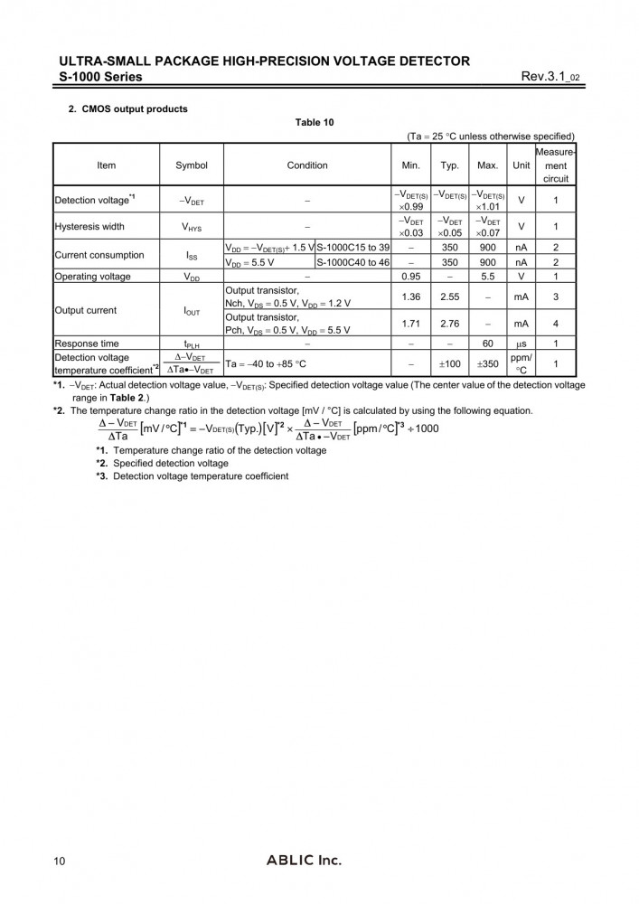 ABLIC S-1000 datasheet page 10