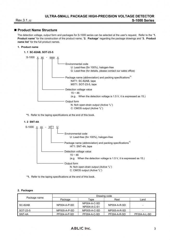 ABLIC S-1000 datasheet page 3