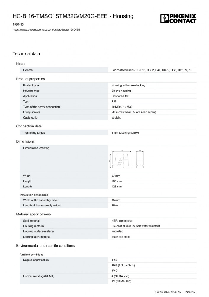 Phoenix Contact 1580495 technical document page 2