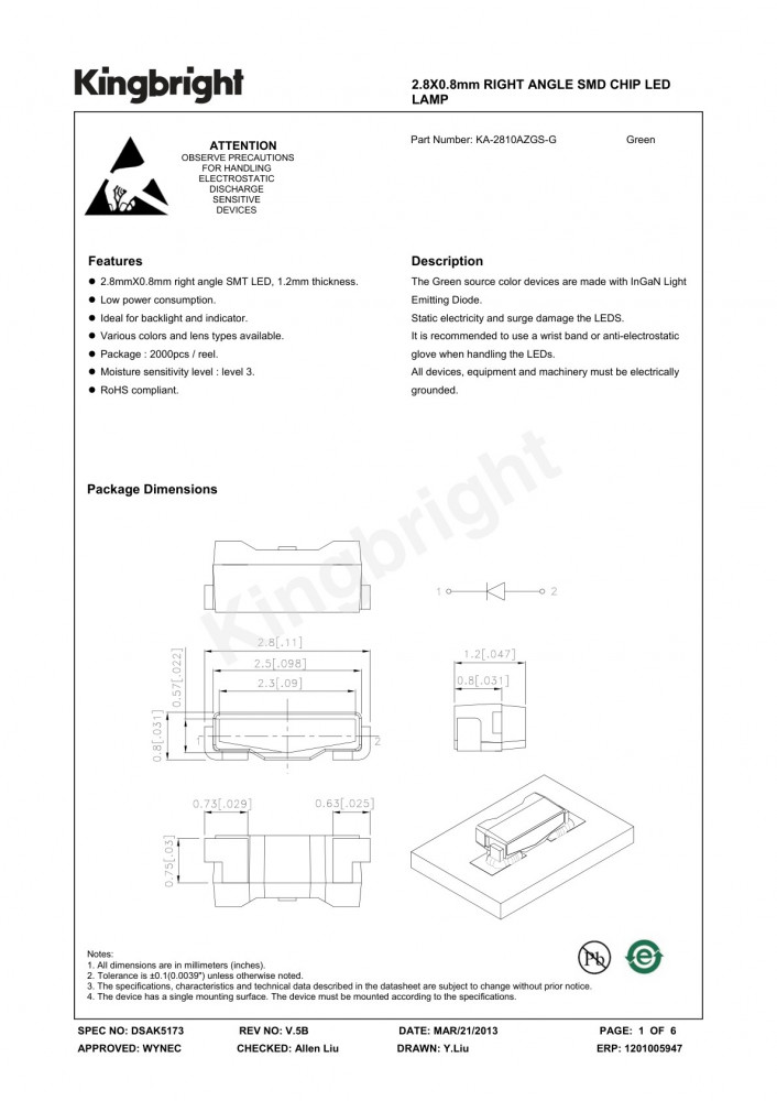 KA-2810AZGS-G datasheet page 1