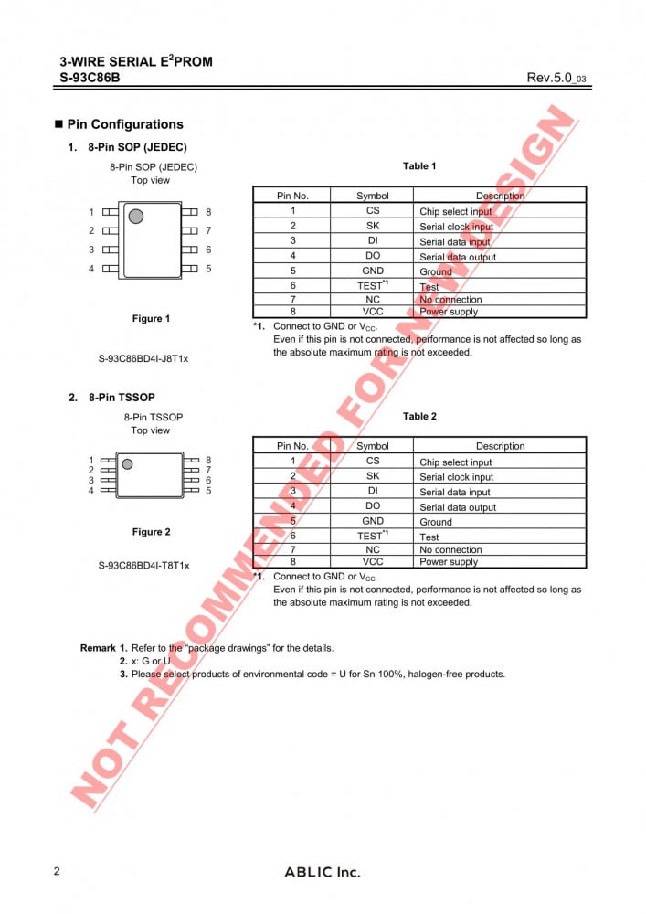 S-93C86B datasheet page 2