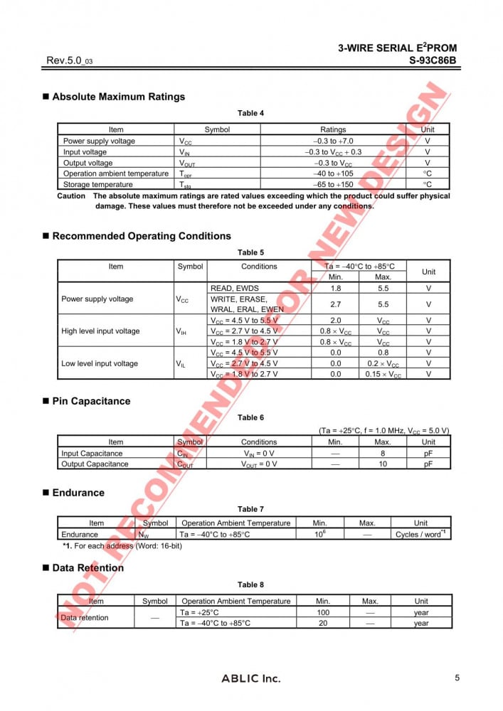 S-93C86B datasheet page 5