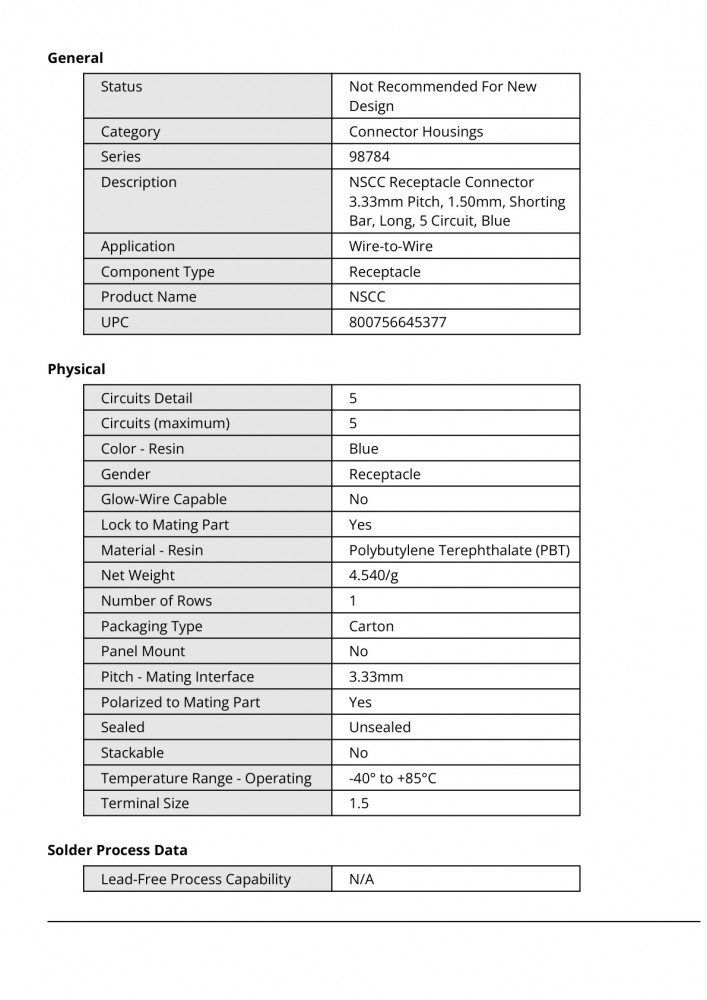 Technical document page 2 for MOLEX 987841004
