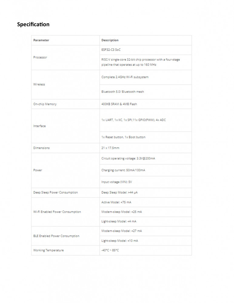 Seeed XIAO ESP32C3 document page 3