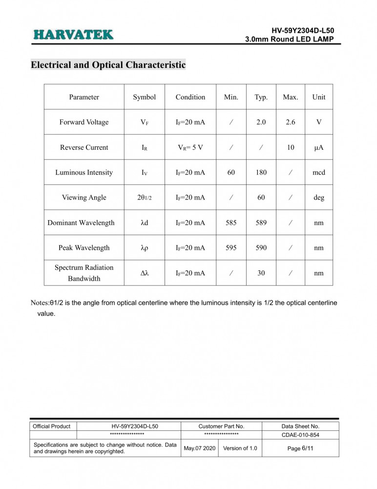 HV-59Y2304D-L50 datasheet page 6