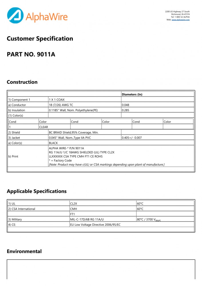 9011A BK001 technical document page 1