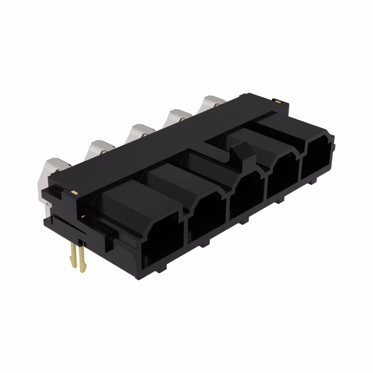 Mini-Fit Sr. Right-Angle Header, 10.00mm Pitch, Single Row, 5 Circuits, 3.50mm Tail Length, for 1.57mm PCB, Silver (Ag) Plating, with Clip for sale