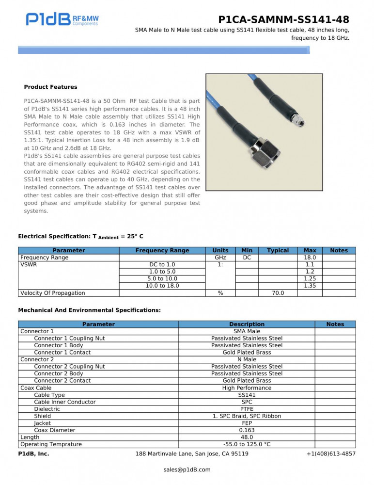 P1CA-SAMNM-SS141-48 technical document page 1