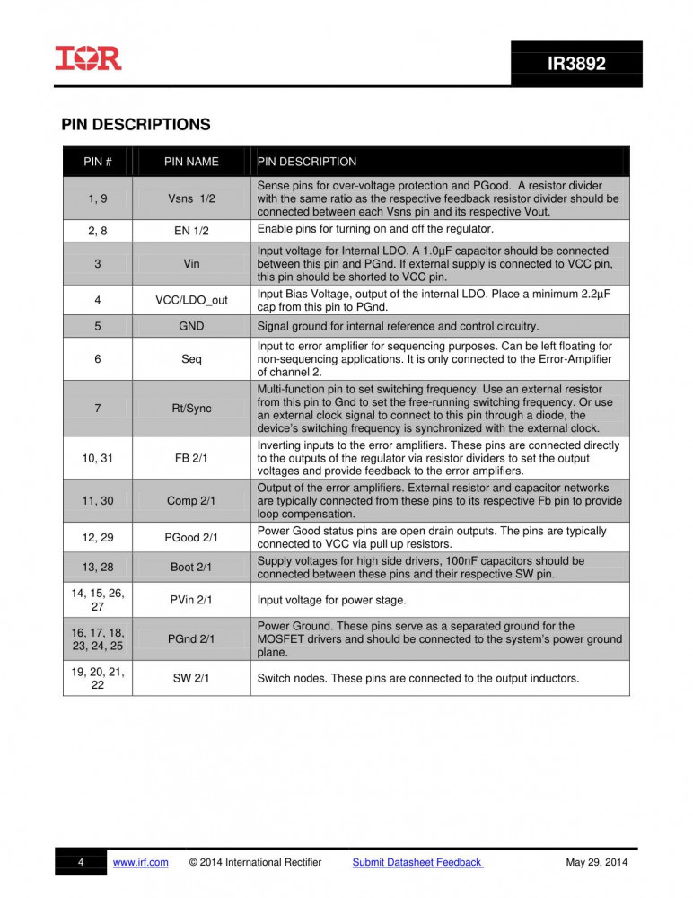IR3892 datasheet page 4
