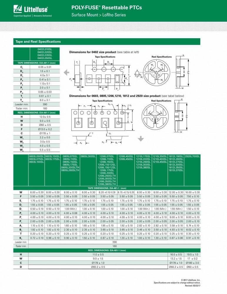 Littelfuse LoRho PPTC datasheet page 7