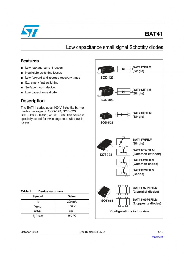 BAT41 technical document page 1
