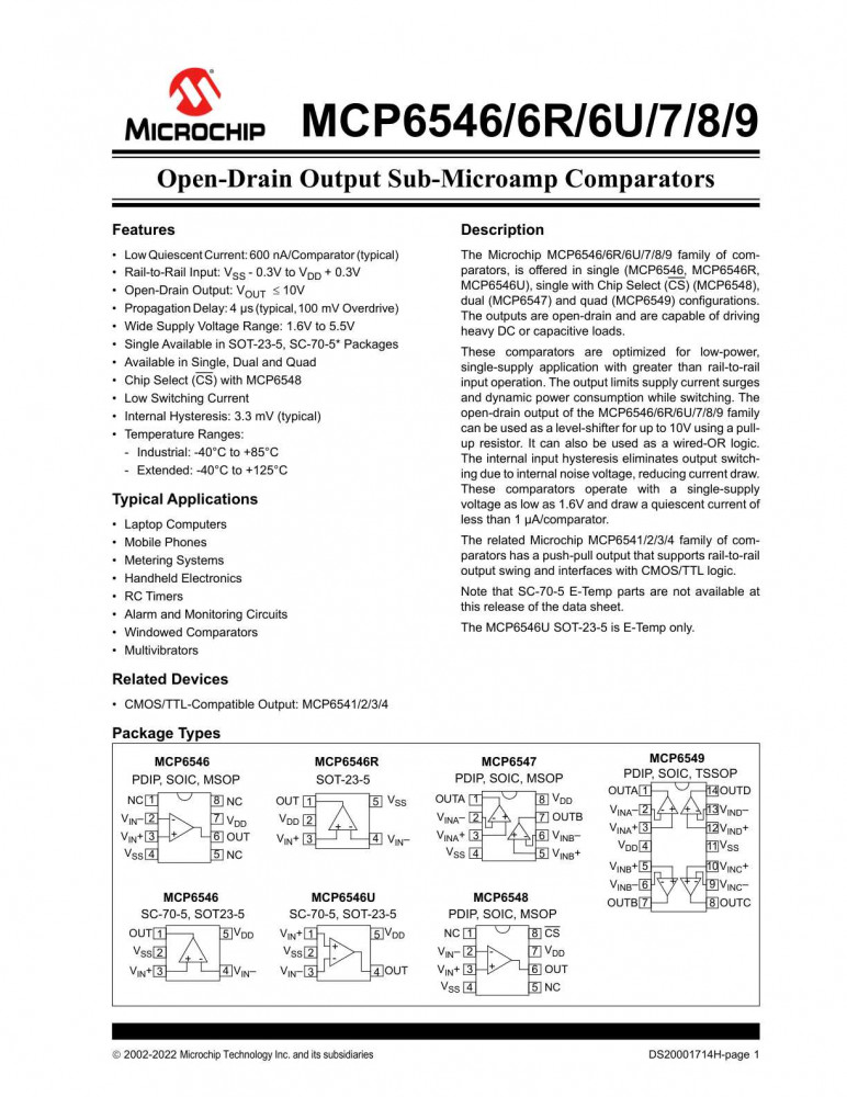 MCP6546U document page 1