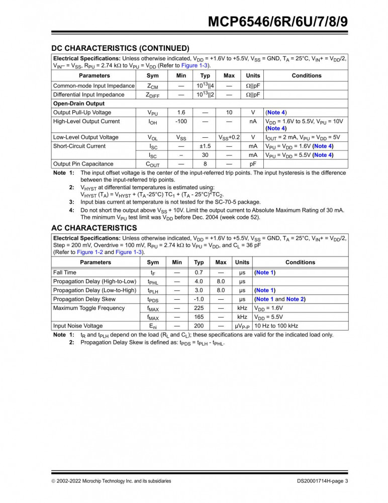 MCP6546U document page 3