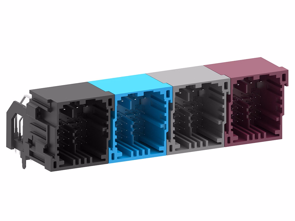 stAK50h 4 Bay Right-Angle Hybrid Header, 84 Circuits, Bay 1: 12 Circuits/Key 1/Black; Bay 2: 28 Circuits/Key 2/Green; Bay 3: 32 Circuits/Key 1/Black; Bay 4: 12 Circuits/Key 2/Green; Tray