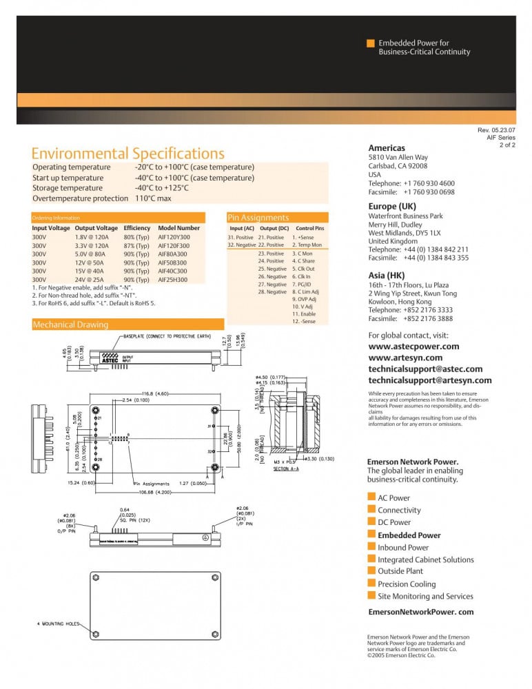 Artesyn AIF Series datasheet page 2