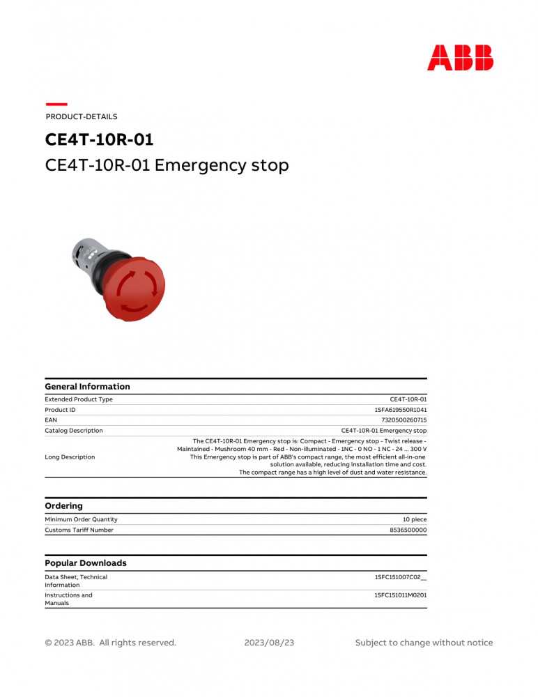 ABB CE4T-10R-01 document page 1