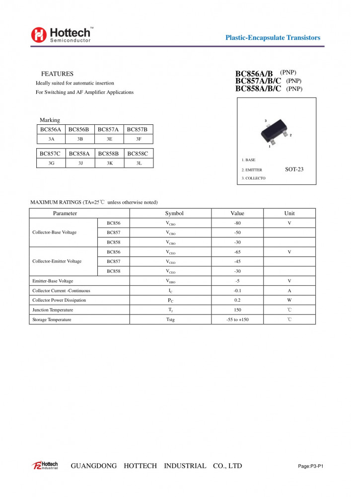 BC858C datasheet page 1