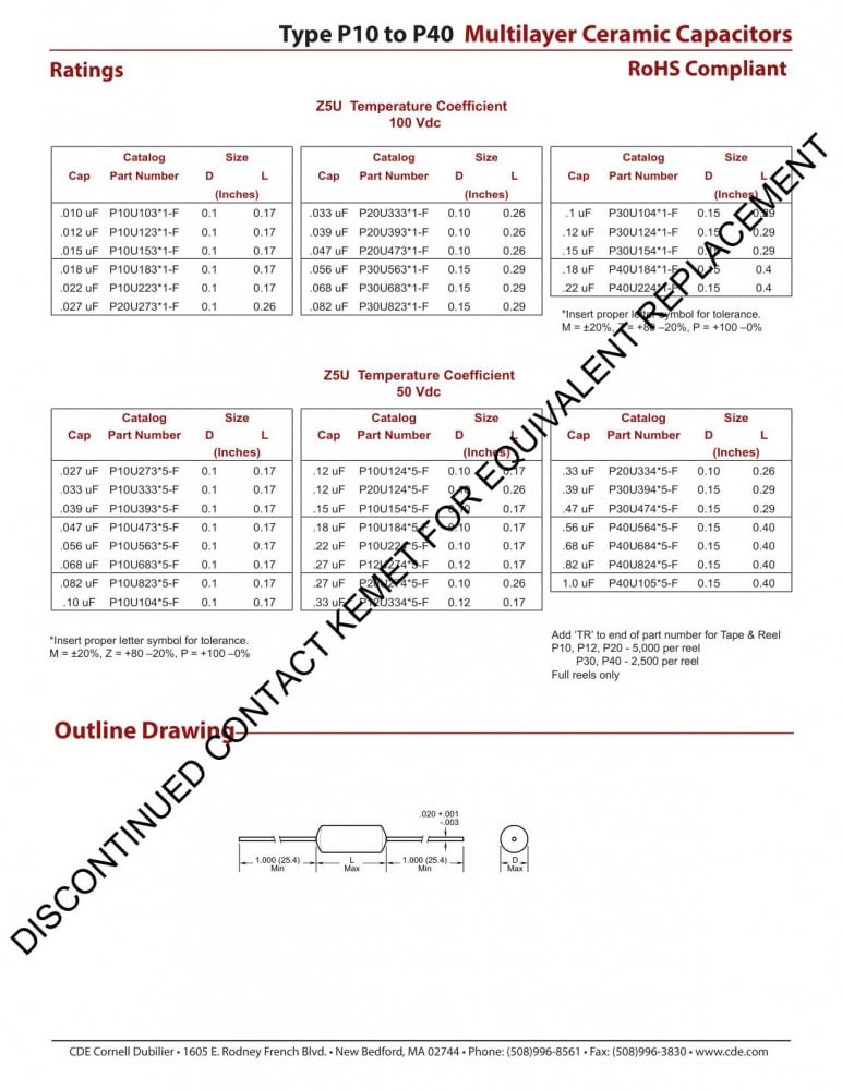 P10 to P40 capacitor datasheet page 3