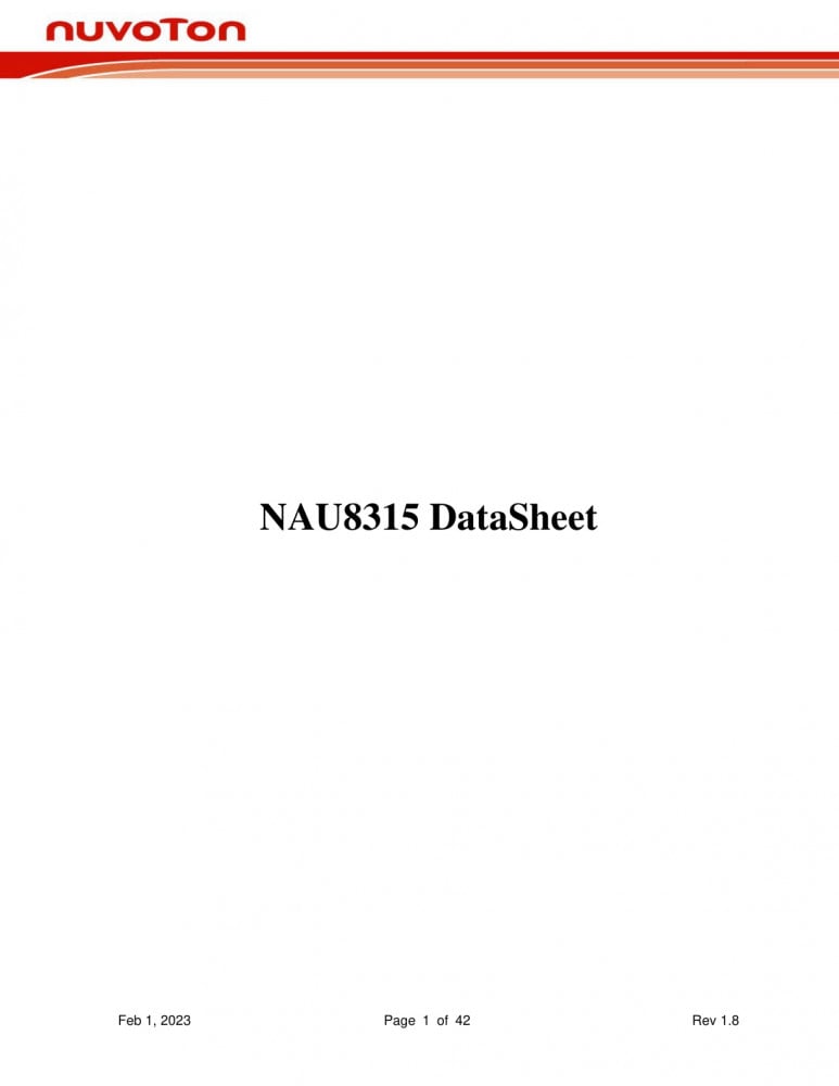 NAU8315 datasheet page 1