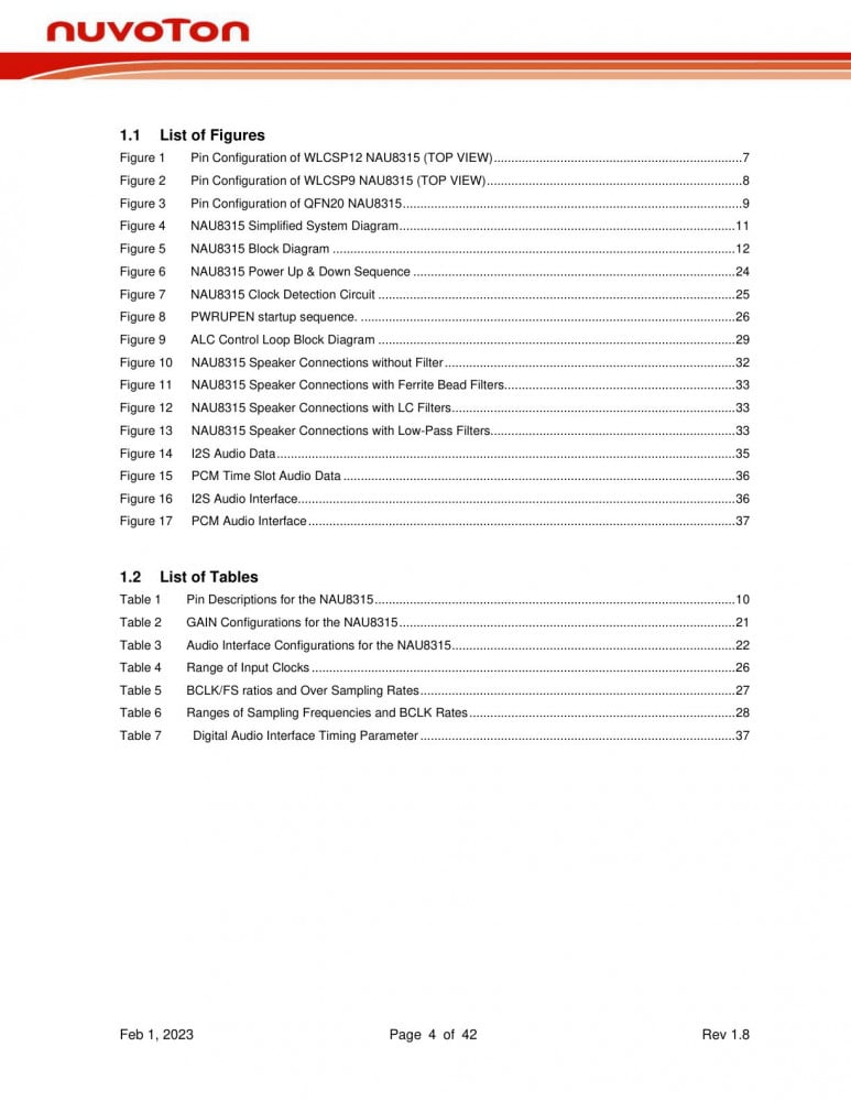 NAU8315 datasheet page 4