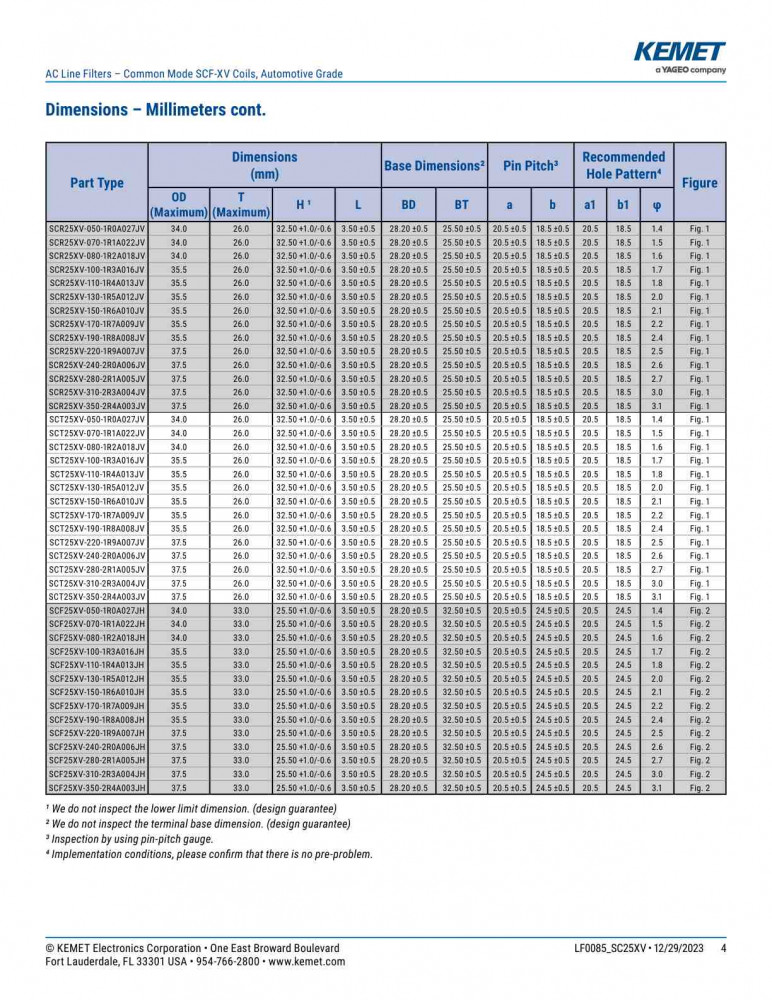 KEMET SCF25XV datasheet page 4