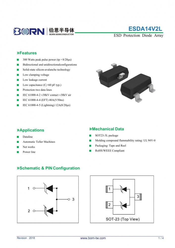 ESDA14V2L datasheet page 1