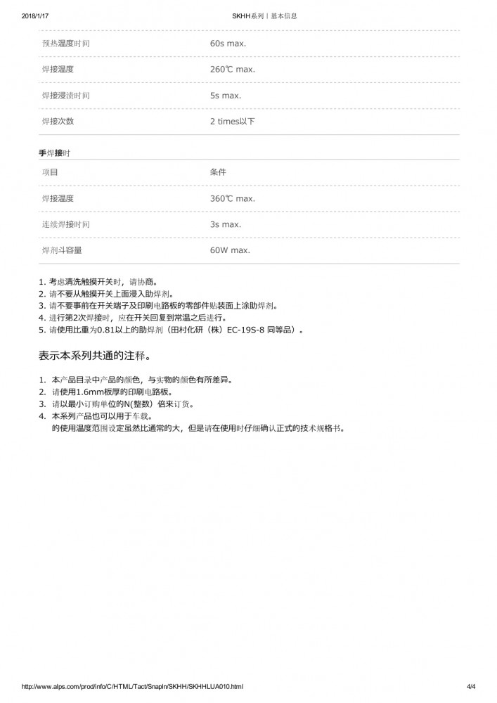 SKHHLUA010 soldering and package information
