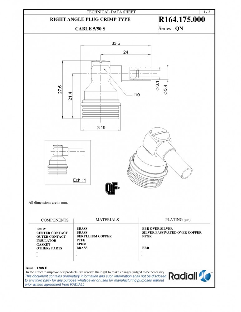 Radiall R164175000 datasheet page 1