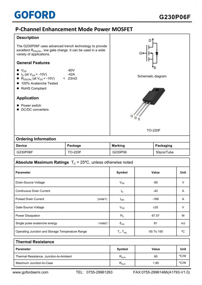 G230P06F datasheet page 1