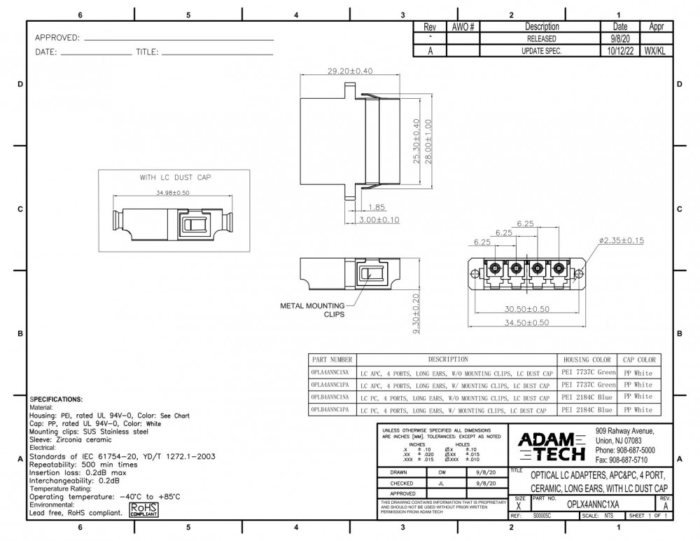 Technical document image associated with ADAM TECH OPLX4ANNC1XA