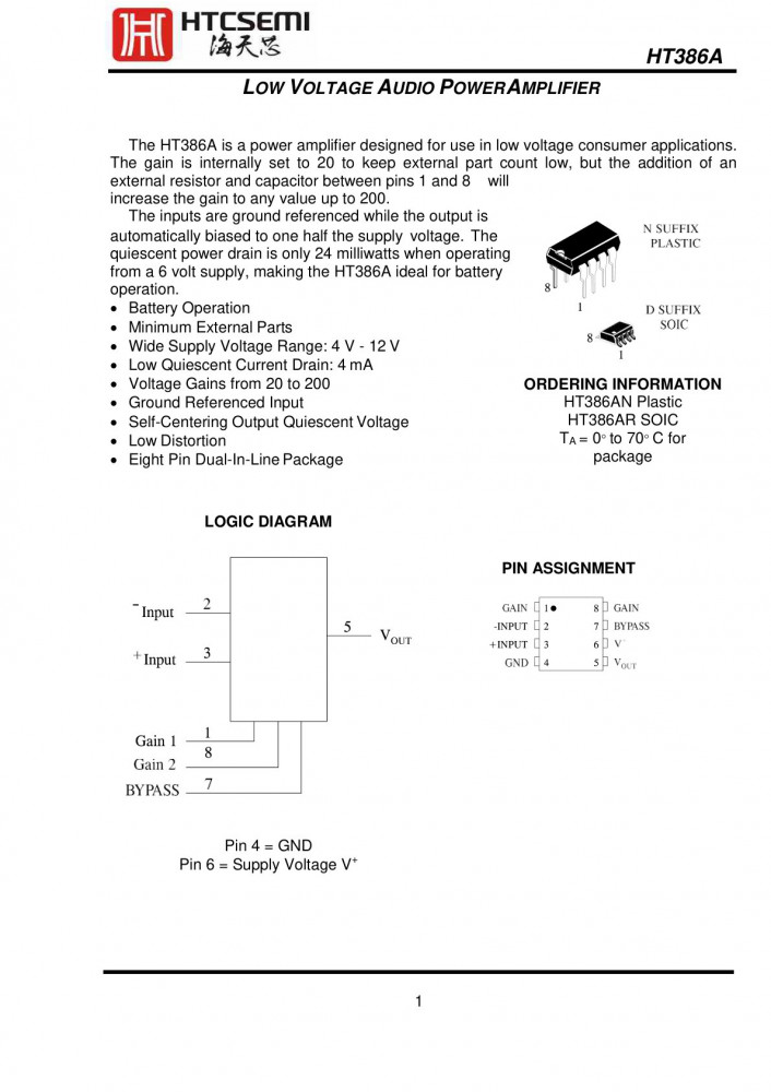 HT386ARZ datasheet page 1