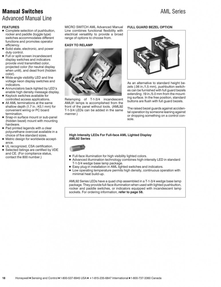 Honeywell AML manual switch documentation page 10