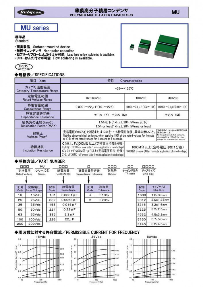 Rubycon MU series technical document page 1