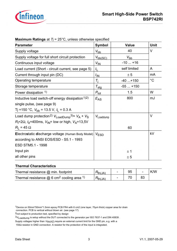 BSP742RIXUMA1 datasheet page 3