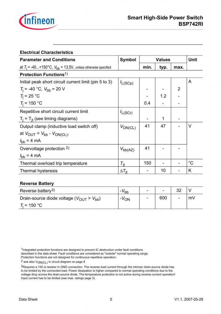 BSP742RIXUMA1 datasheet page 5