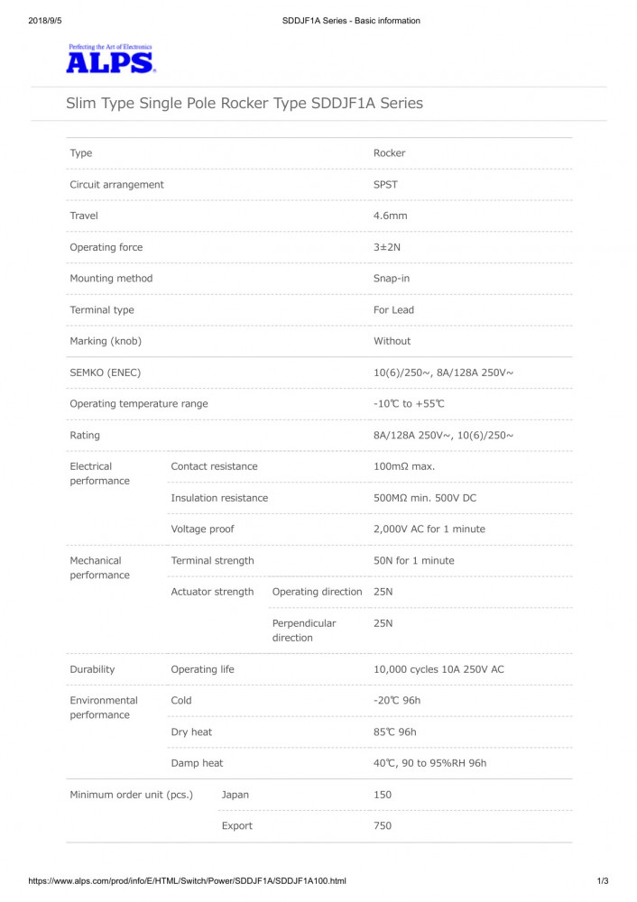 SDDJF1A100 technical document page 1